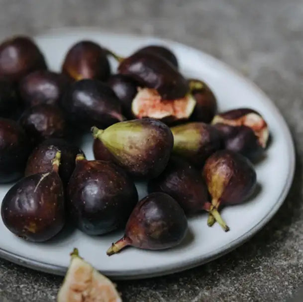 Fig and sweet pepper salad with mint, crème fraîche, and great olive o ...